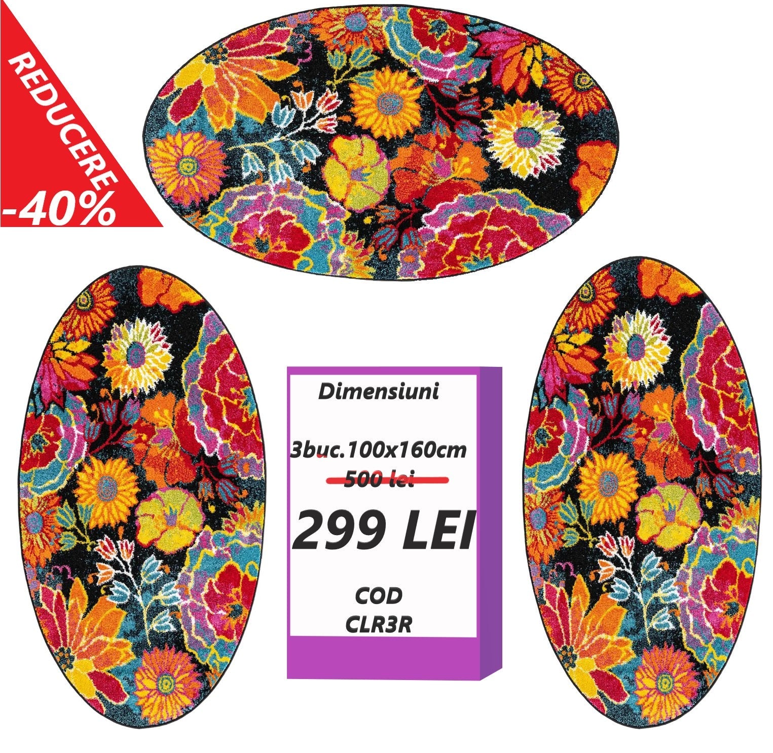 Seturi cu 3 Covoare Dormitor – Covoare si traverse