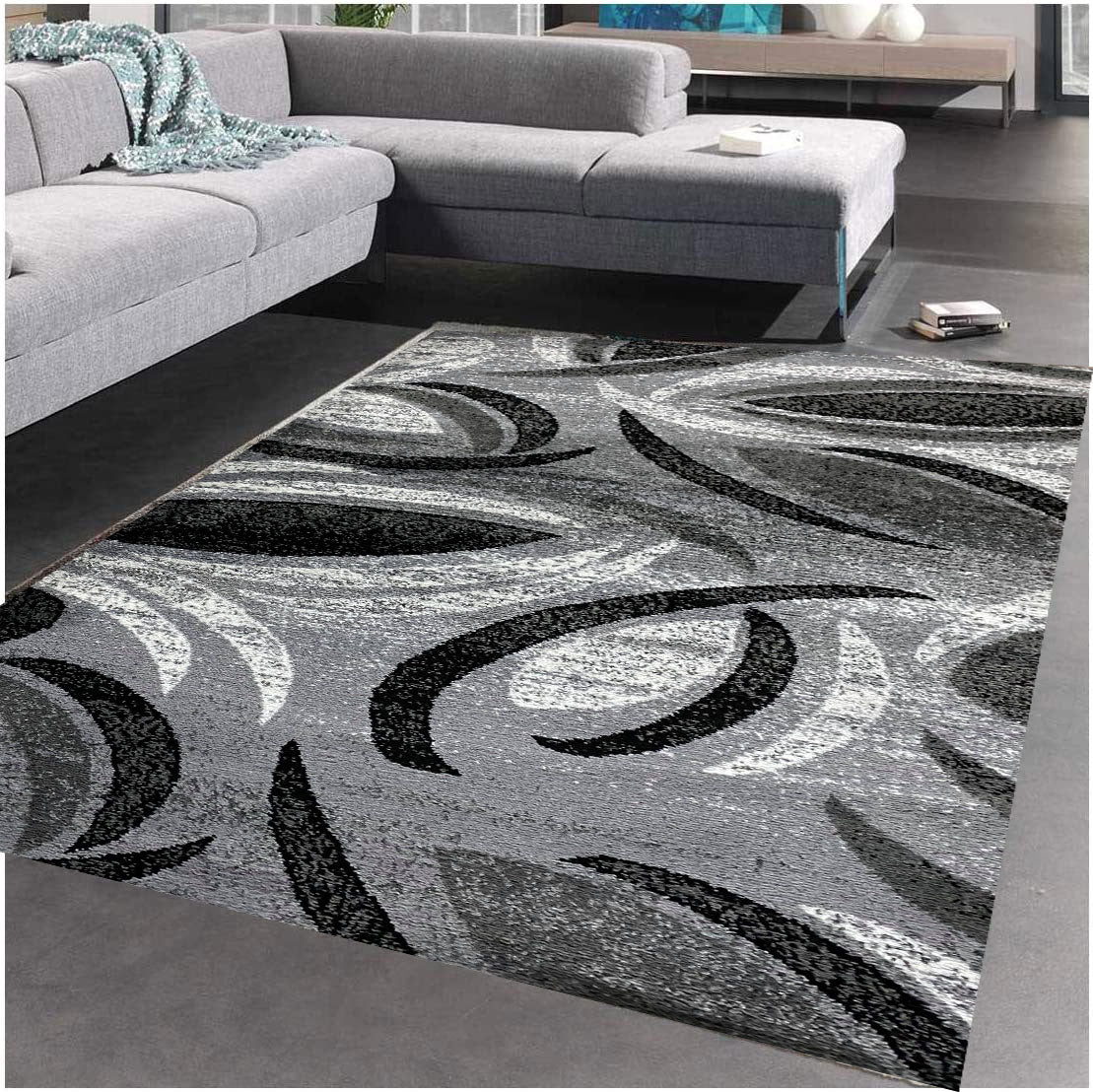 Covor cu insertii Tip Acolada,Gri/Negru – Covoare si traverse